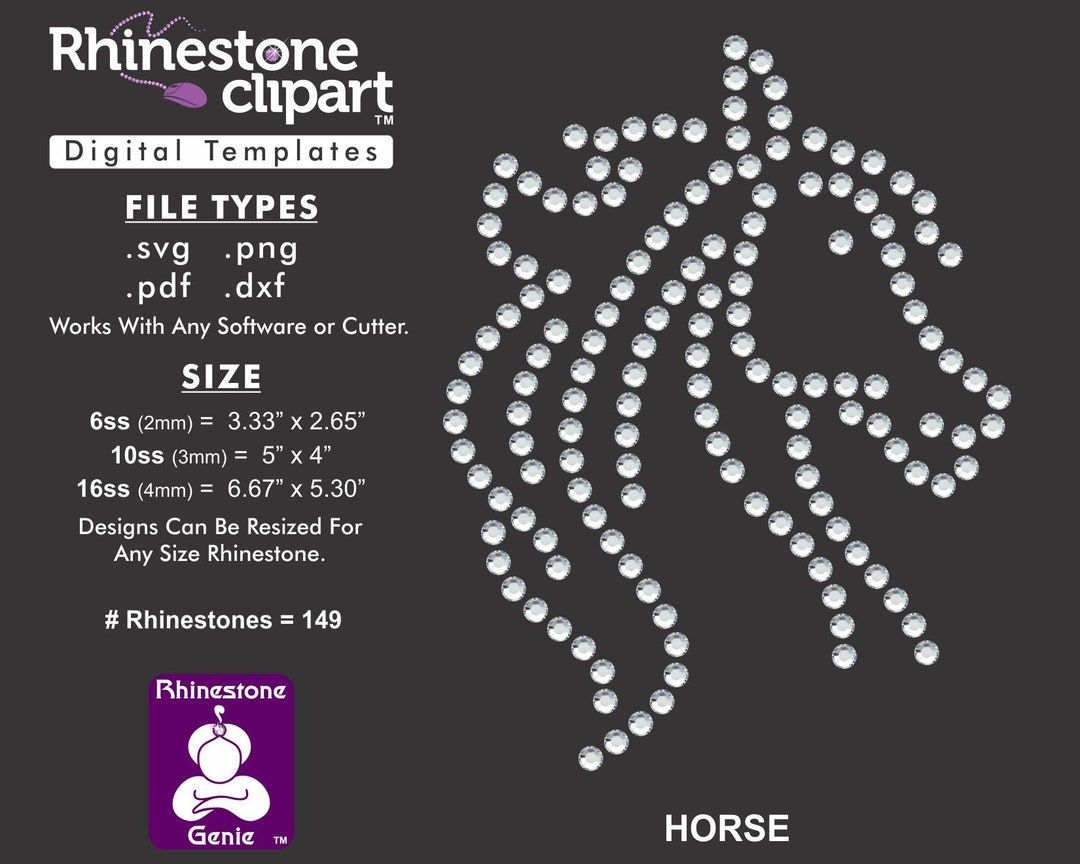 Rhinestone Clipart - HORSE - Rhinestone Template Cut File Digital ...