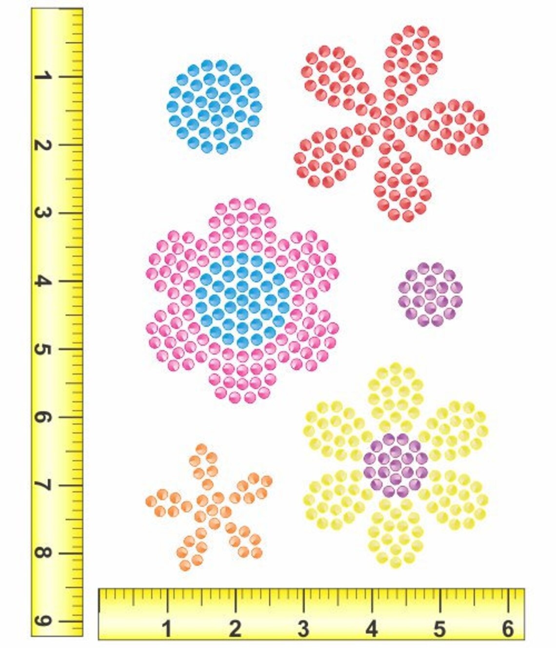 Magnetic Rhinestone Templates Flowers 002 - Etsy
