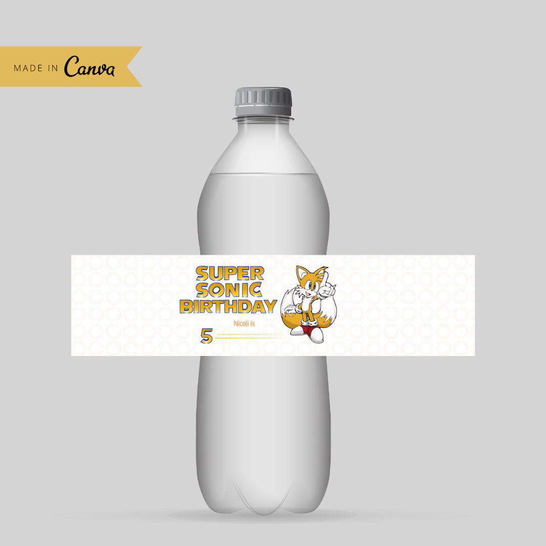 Tails Sonic Birthday Party Bottle Label Incredibles Water Bottle Labels ...