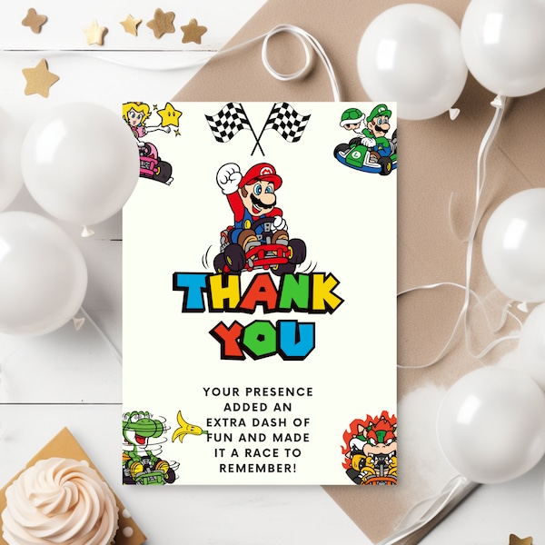 Mario Thank You Card - Etsy