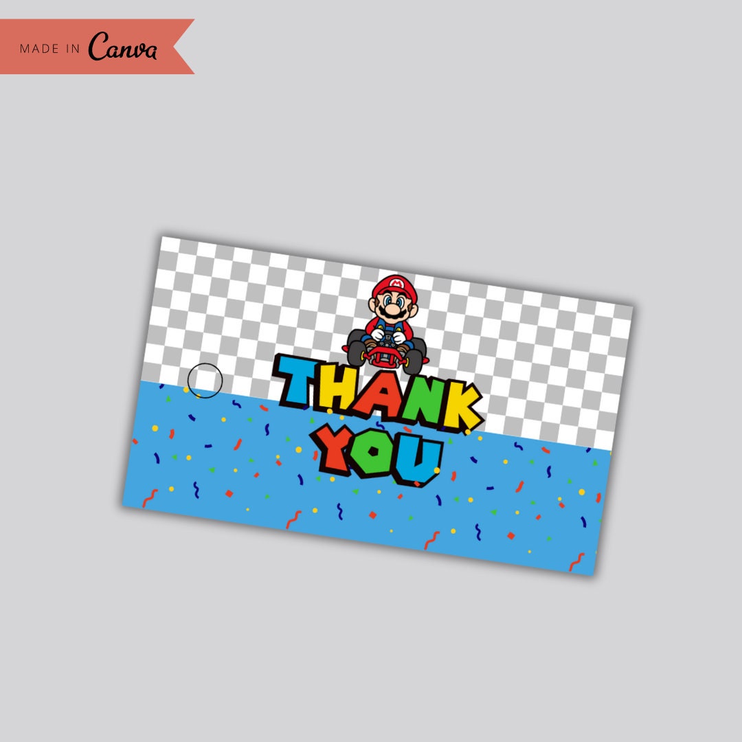Super Mario Birthday Thank You Tags Boy Mario Bros Birthday Party Decoration Super Brothers ...