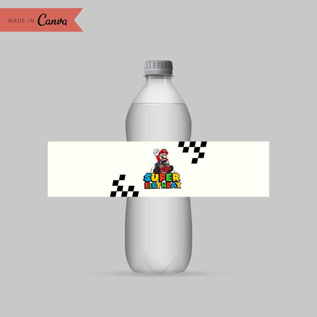 Super Mario Birthday Bottle Labels, Mario Kart Party (DIY Template) - Etsy