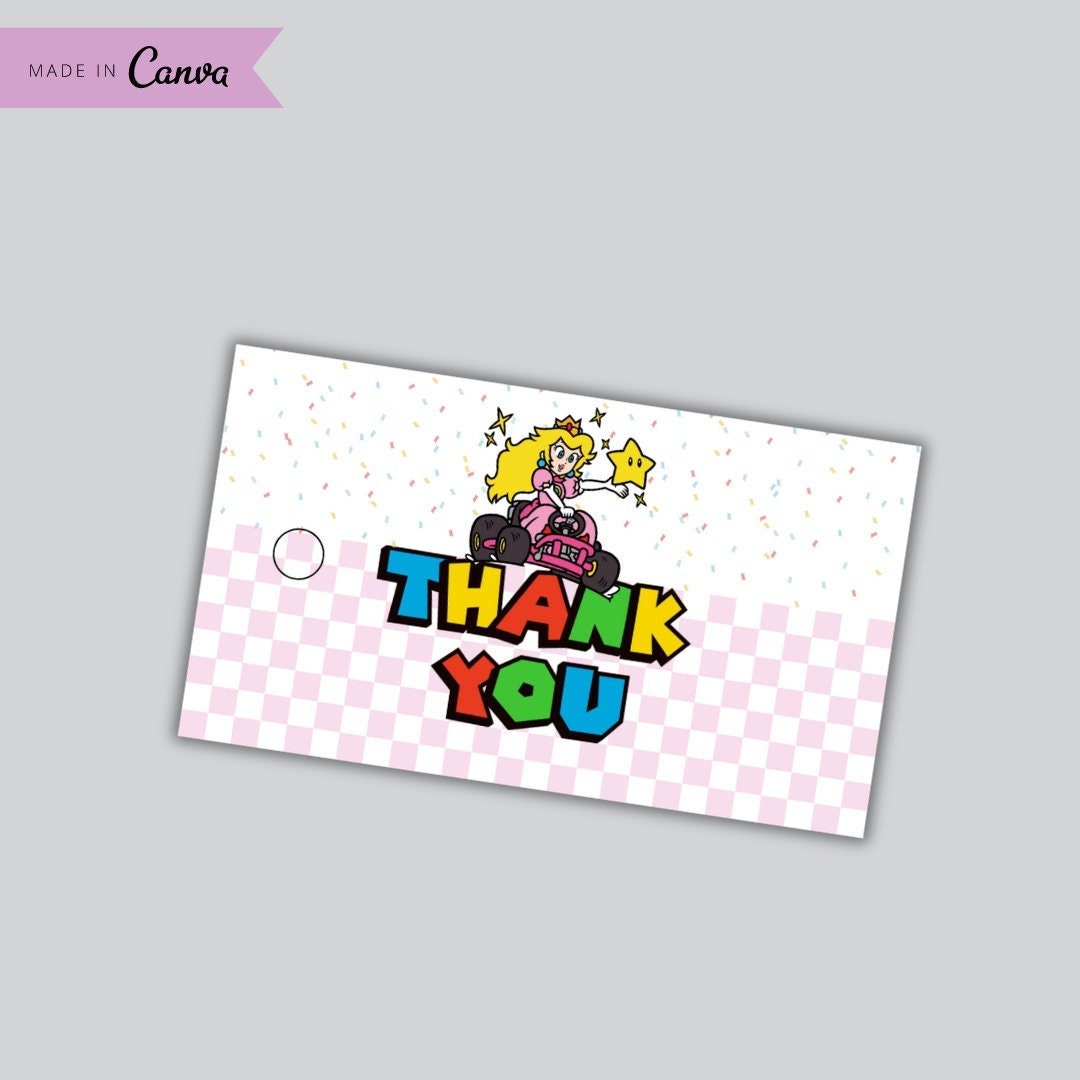Princess Peach Birthday Thank You Tag Princess Peach Birthday - Etsy