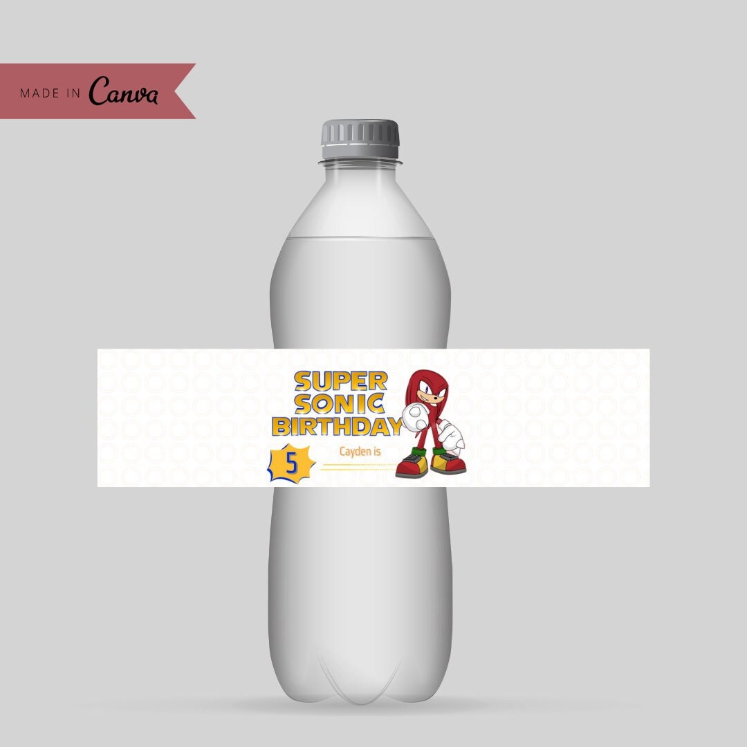 Sonic the Hedgehog Birthday Party Bottle Label Kids Digital Water Label ...