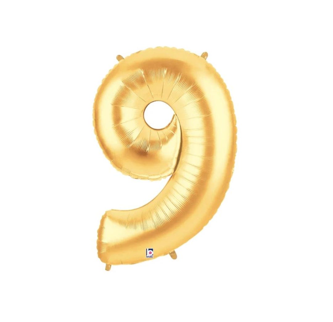 Number Nine Balloon Birthday Number Gold Balloon Foil Balloon Kit ...