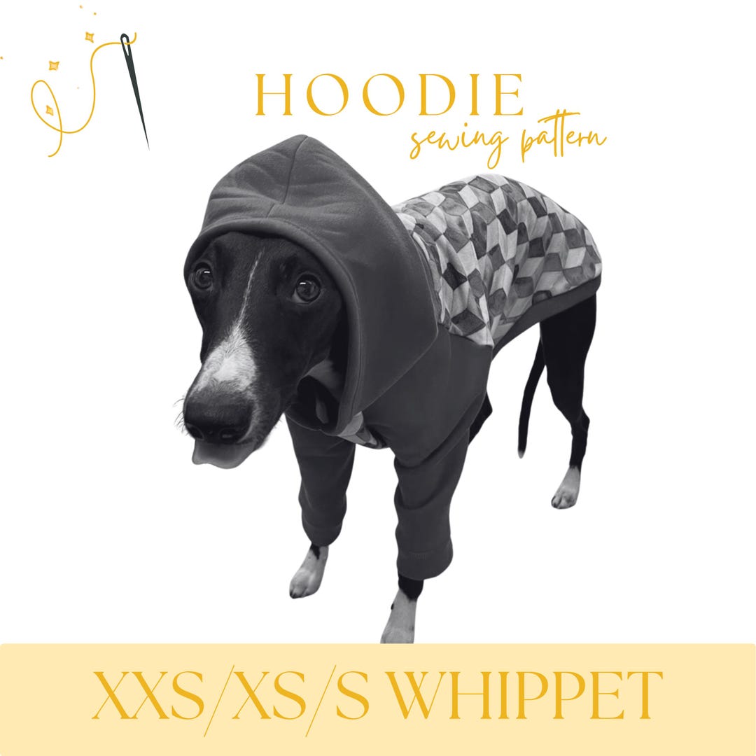 Whippet Hoodie Sewing Pattern PDF – Xxs/xs/s Dog Jumper – Whippet ...