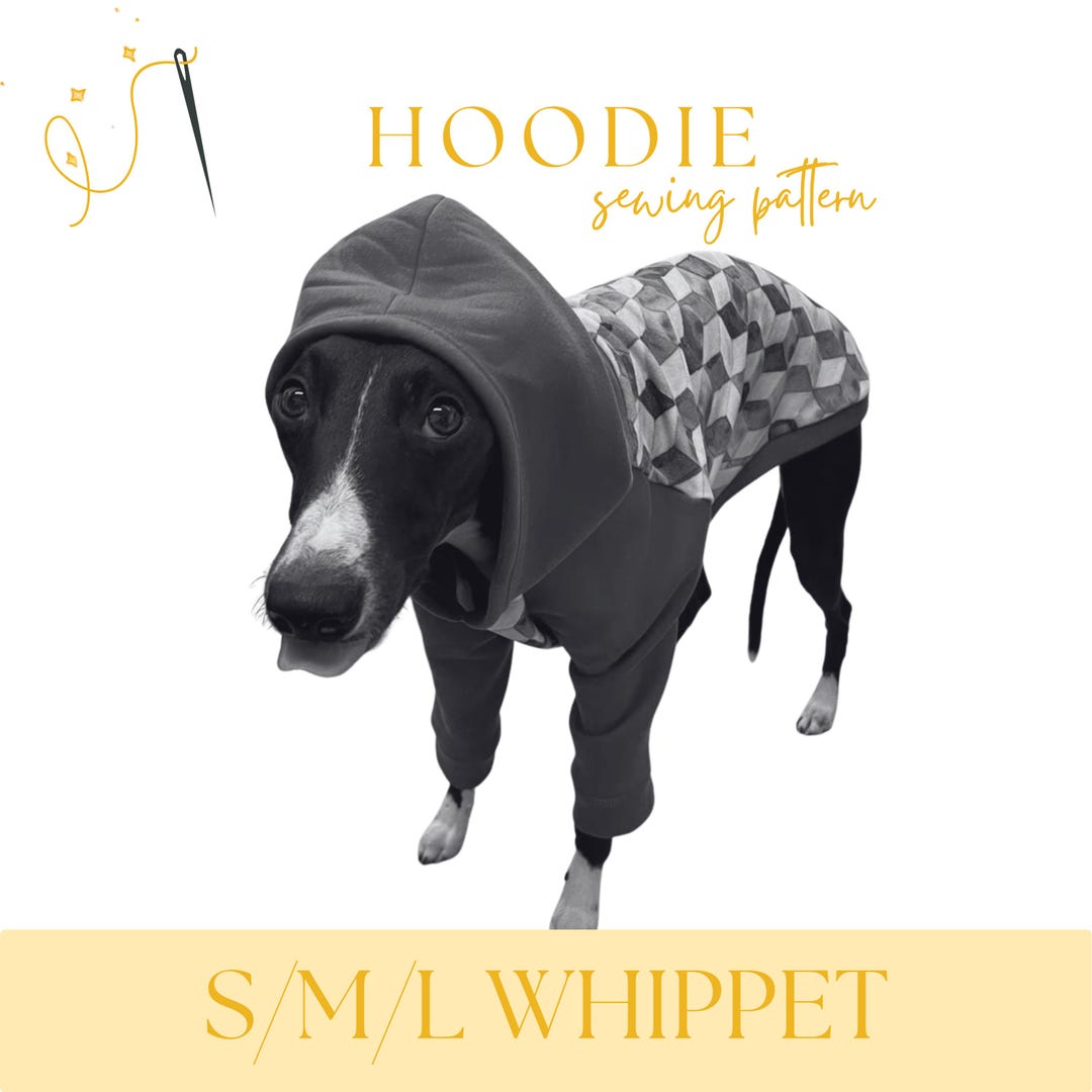 Whippet Hoodie Sewing Pattern PDF – S/M/L Dog Jumper – Whippet ...