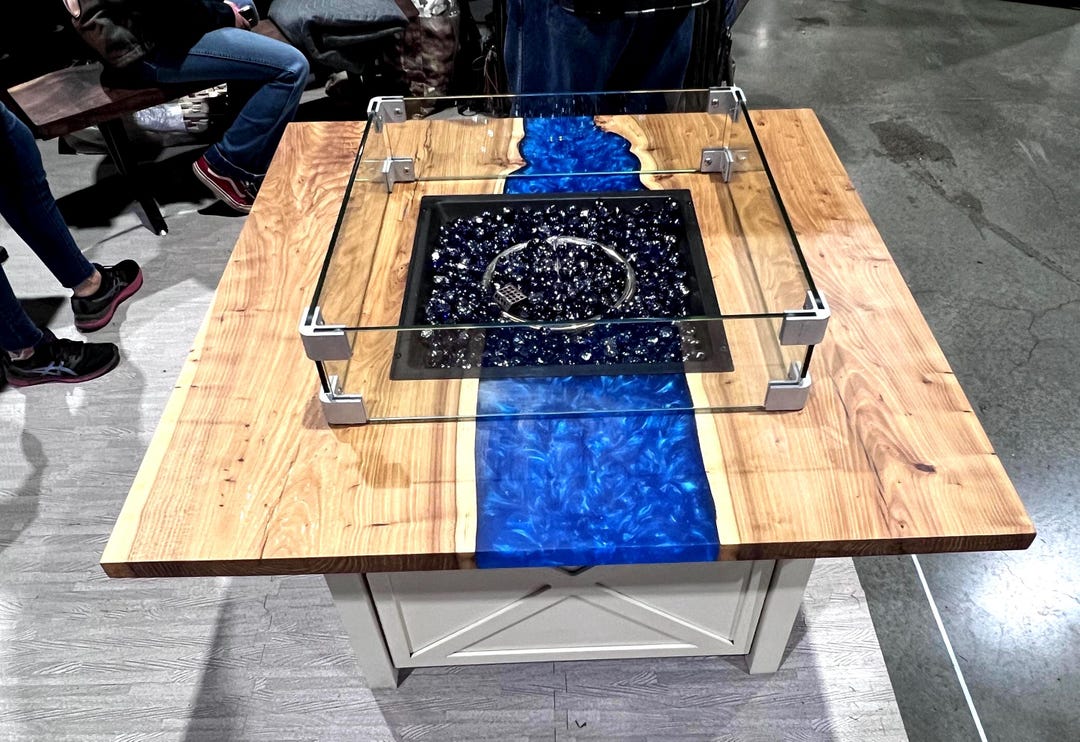 Epoxy River Propane Fire Pit Table - Etsy