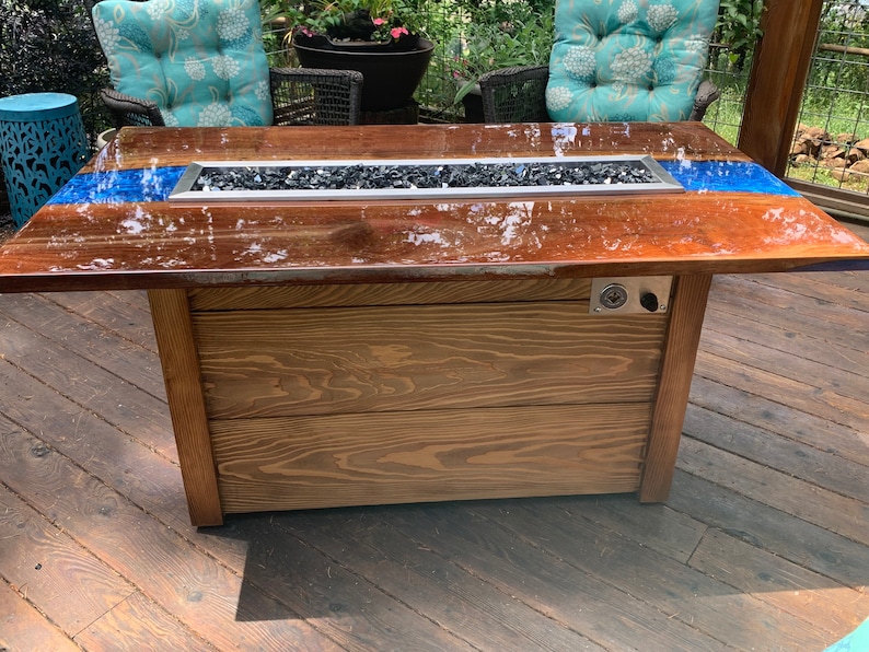 Epoxy River Propane Fire Pit Table - Etsy