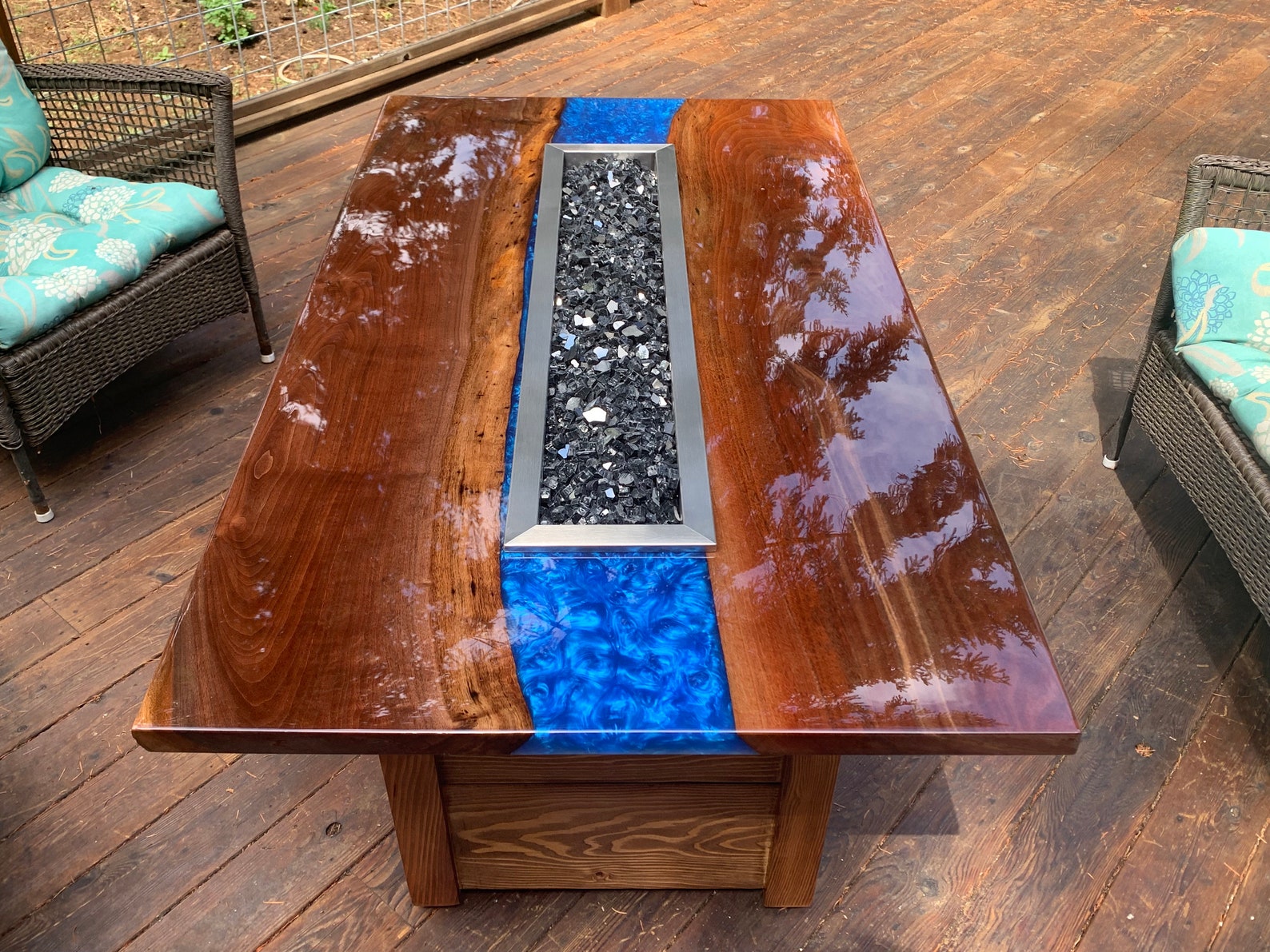 Epoxy River Propane Fire Pit Table - Etsy