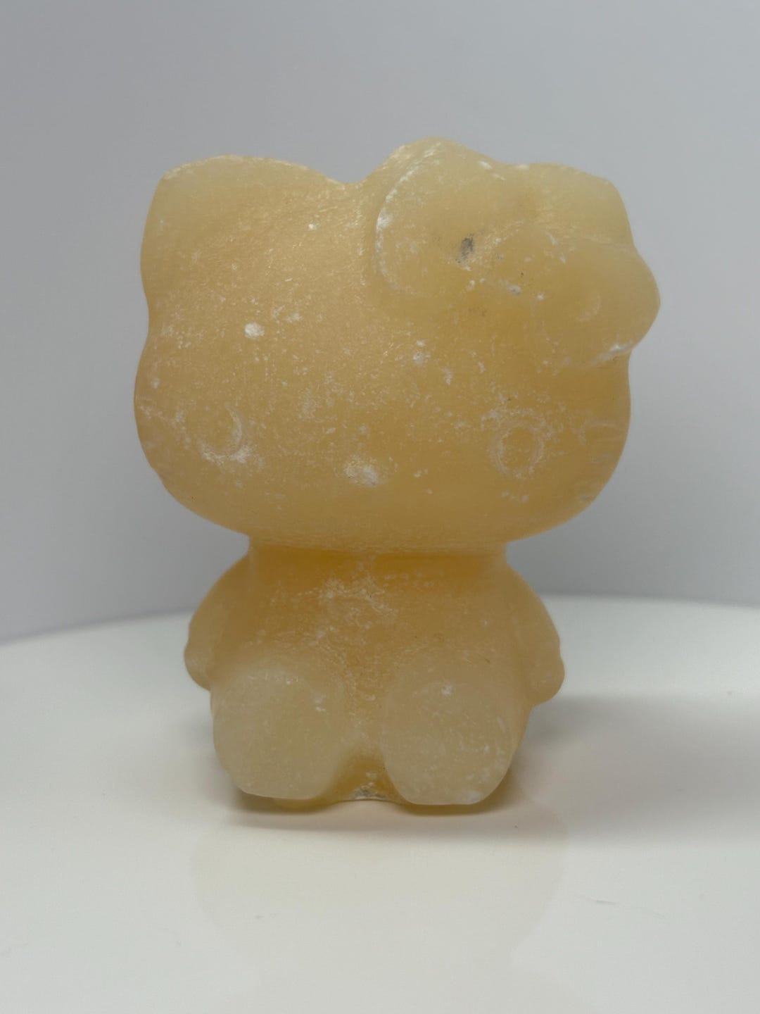Orange Calcite Kawaii Cat Crystal Figurine, Bow Kitten Carving, Hand ...