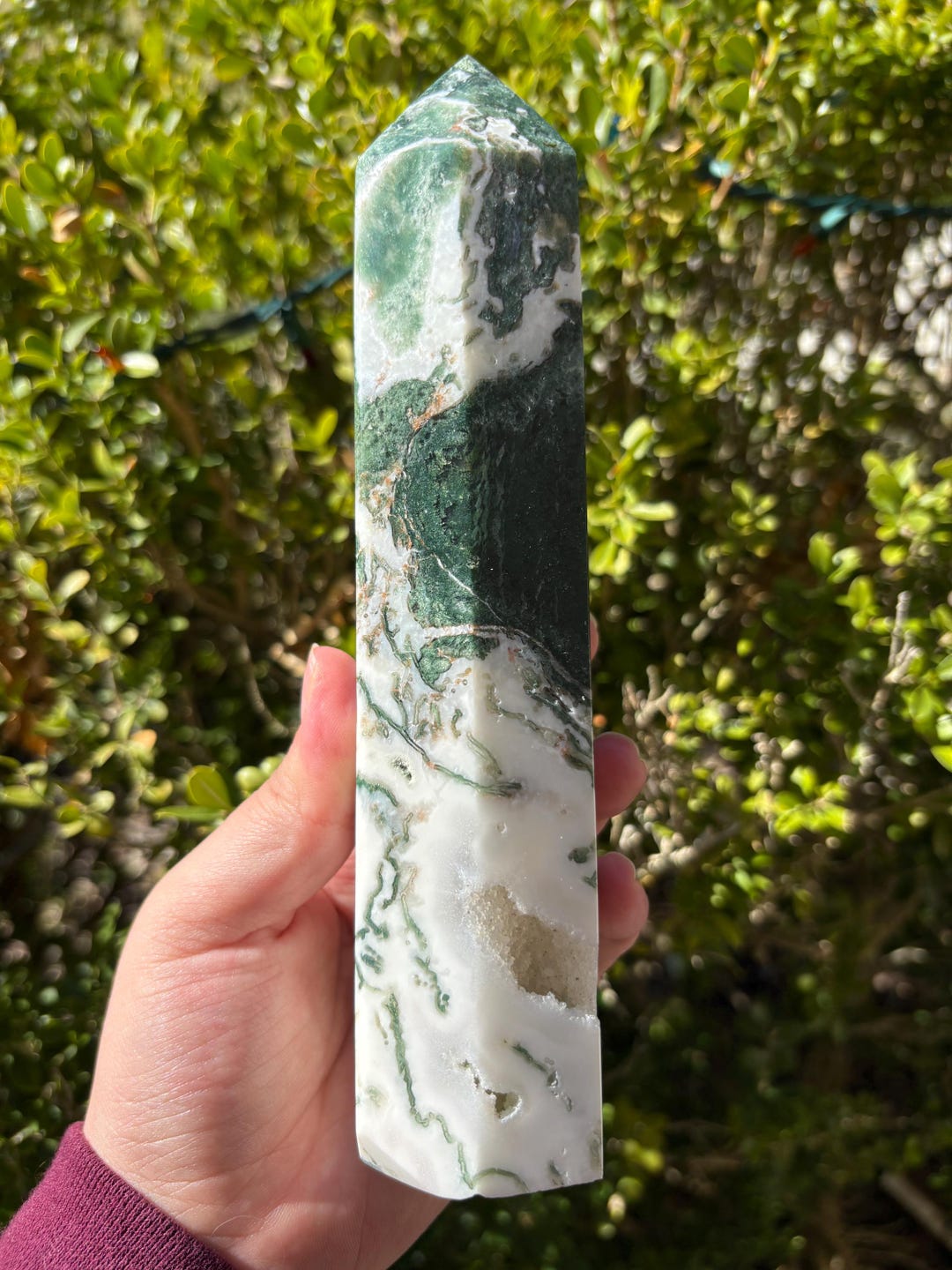 Moss Agate Tower | Moss Agate Crystal for Grounding & Balance | 8.5” 1.5 Lb - Etsy