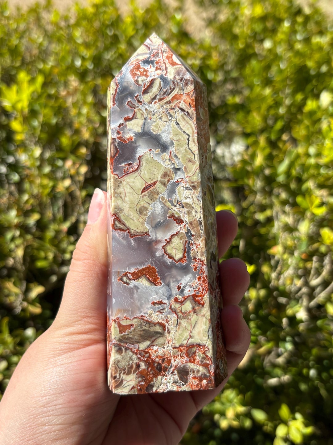Money Agate Tower Crystal Point Polished Green Stone Decor - Etsy