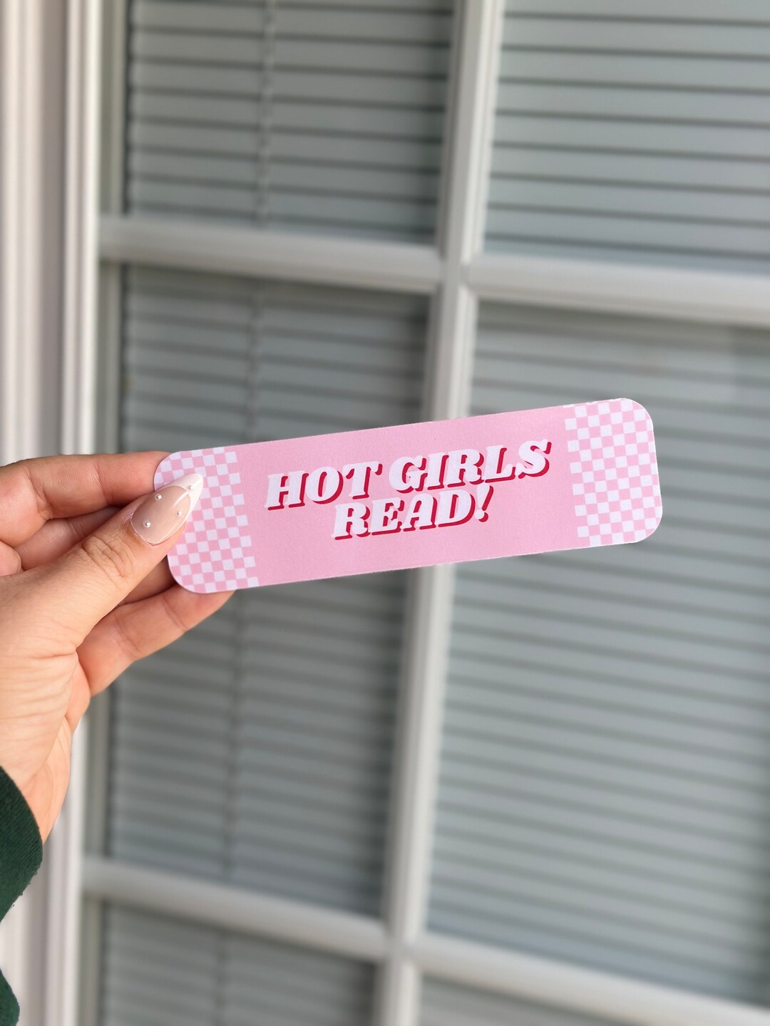 Pink Checkered Hot Girls Read 2”x6” Retro, Cute Bookmark - Etsy