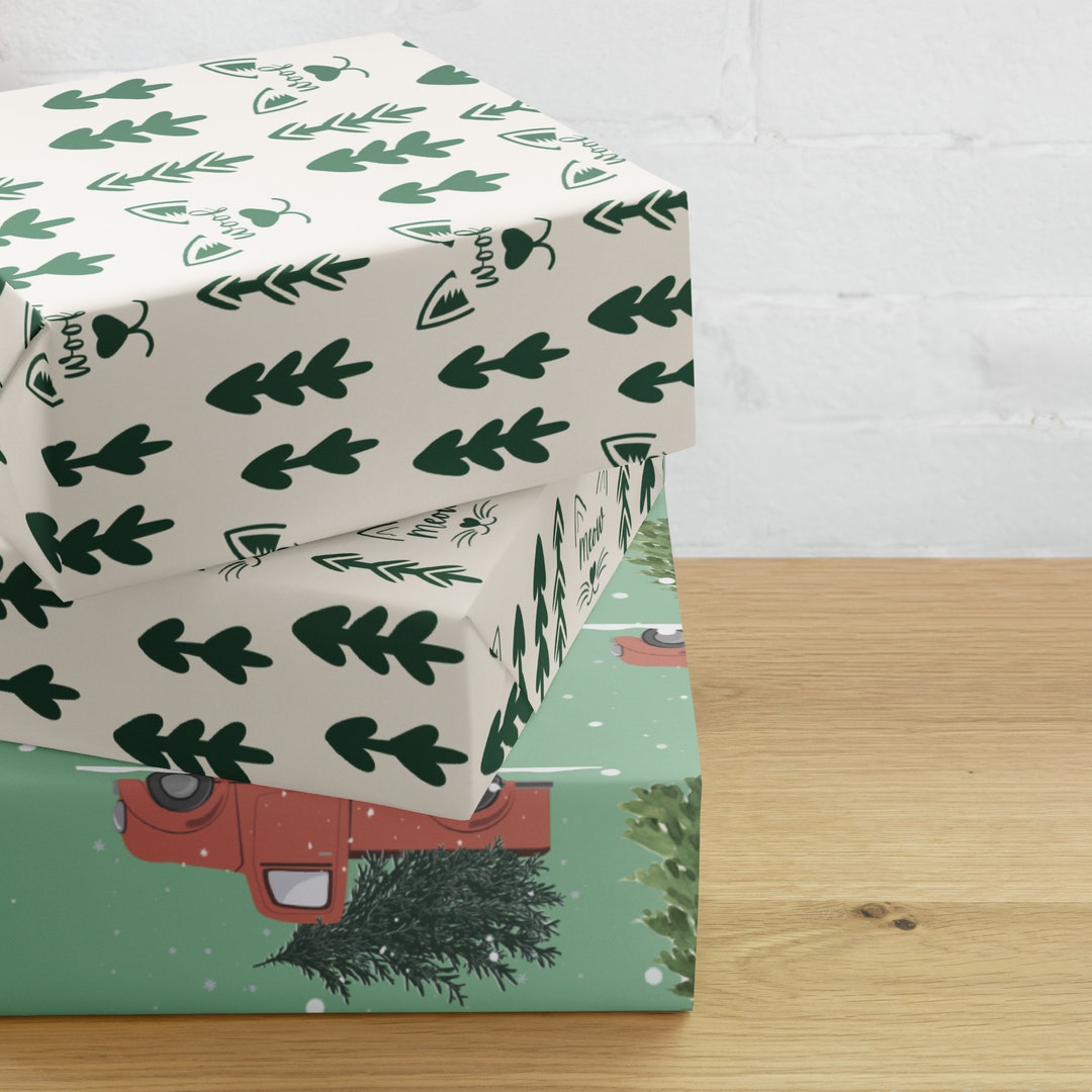 Christmas Wrapping Paper Sheets Woof and Trees Meow and - Etsy