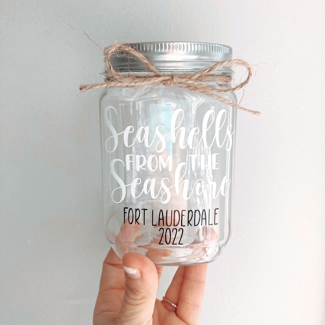 Plastic Seashell Jar- Seashells From the Seashore- Vacation Keepsake ...