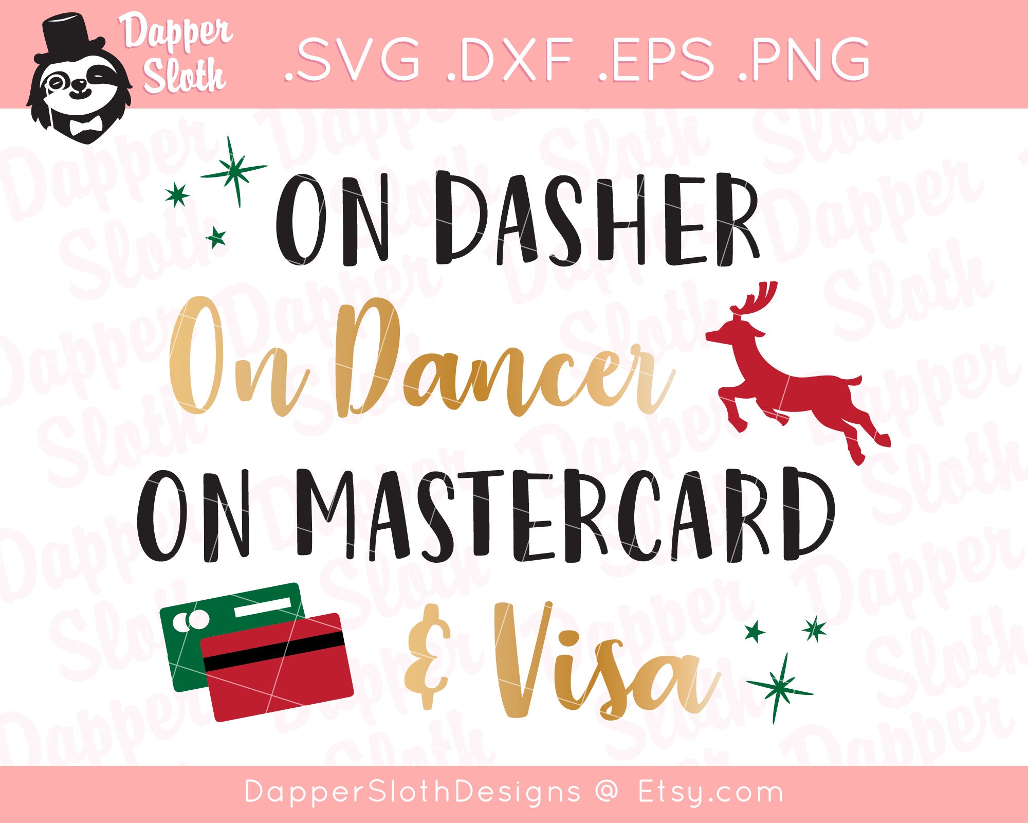 On Dasher on Dancer on Mastercard and Visa SVG on Dasher on - Etsy