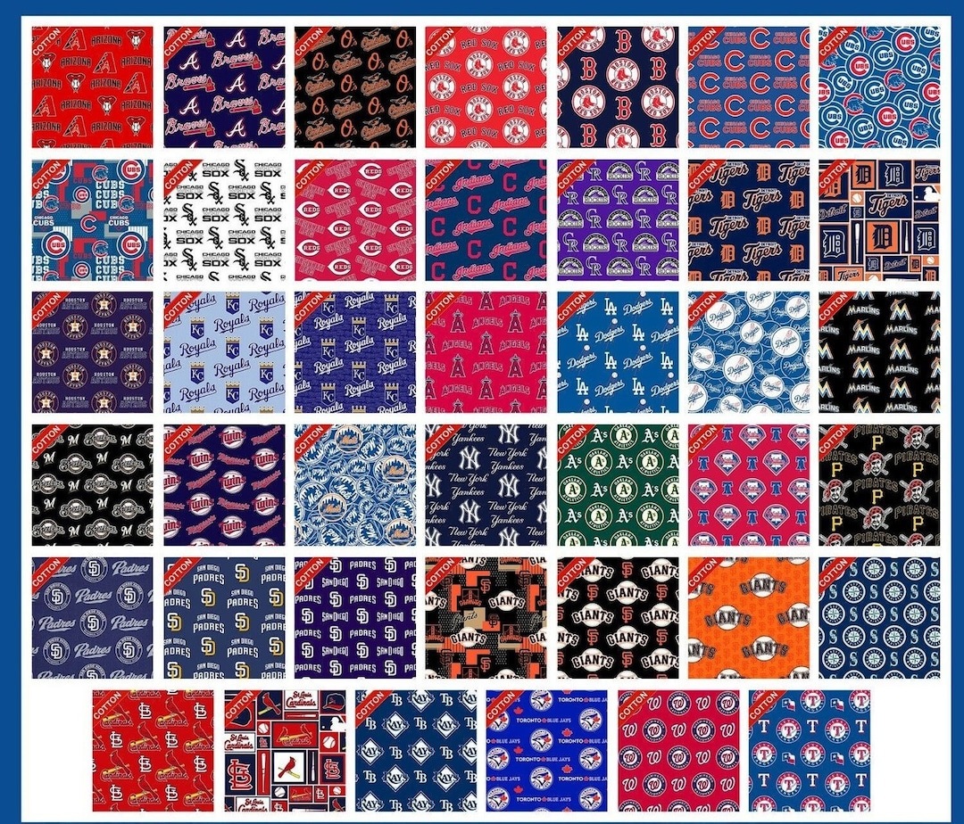 MLB Cotton Fabric Pick Your Team 100% COTTON Choose Your Cut - Etsy