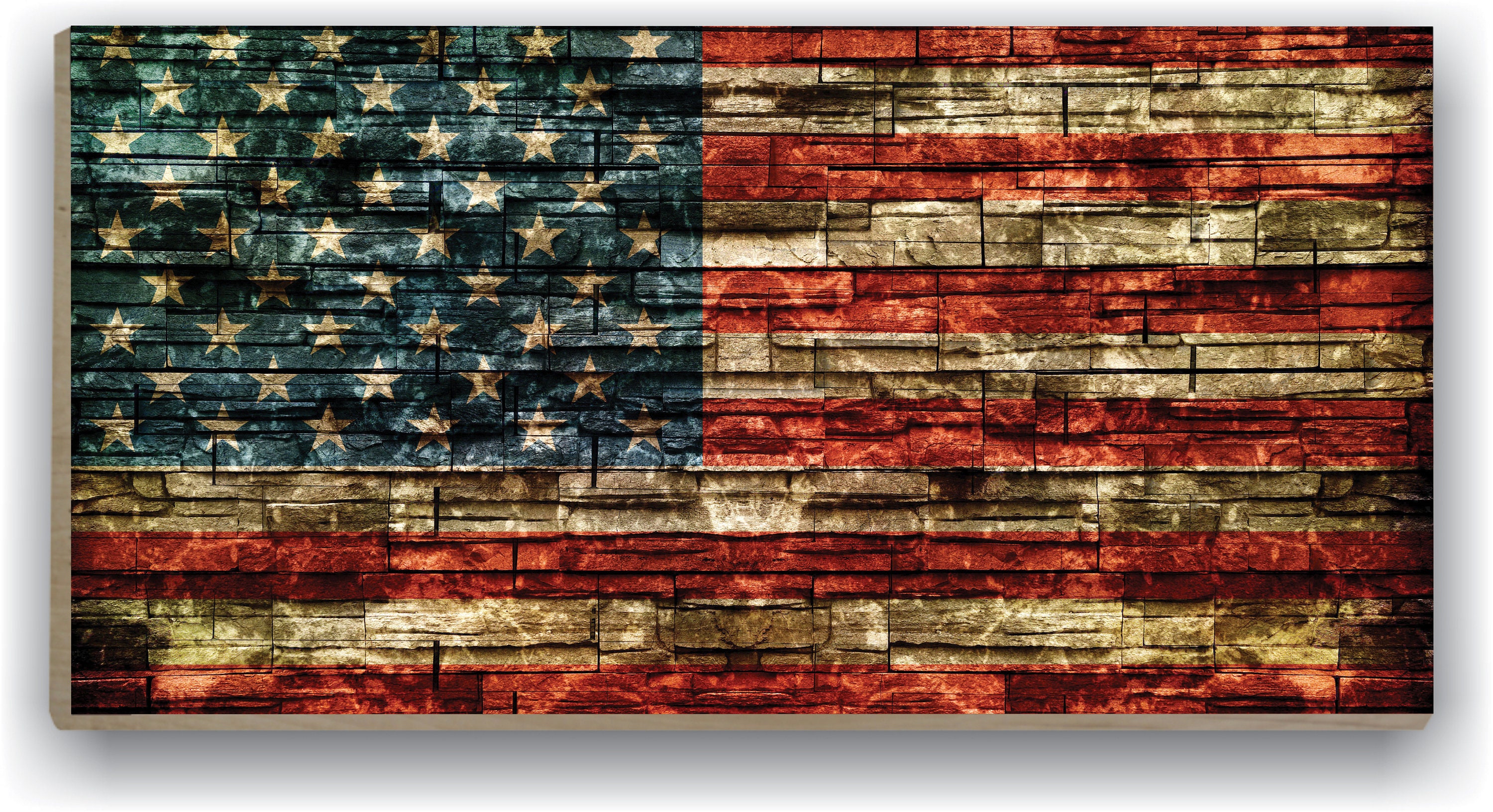 Premium Wood Wall Art Décor - Patriotic Flag Design - 24x48 or 12x24 ...