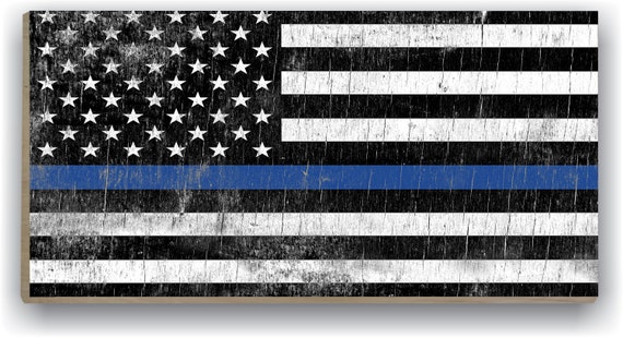 Premium Wood Wall Art Décor Patriotic Flag Blue Line Blue | Etsy