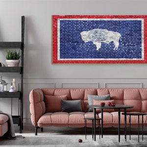 Premium Wood Wall Art Décor Wyoming State Flag 24x48 or 12x24, Ready to ...