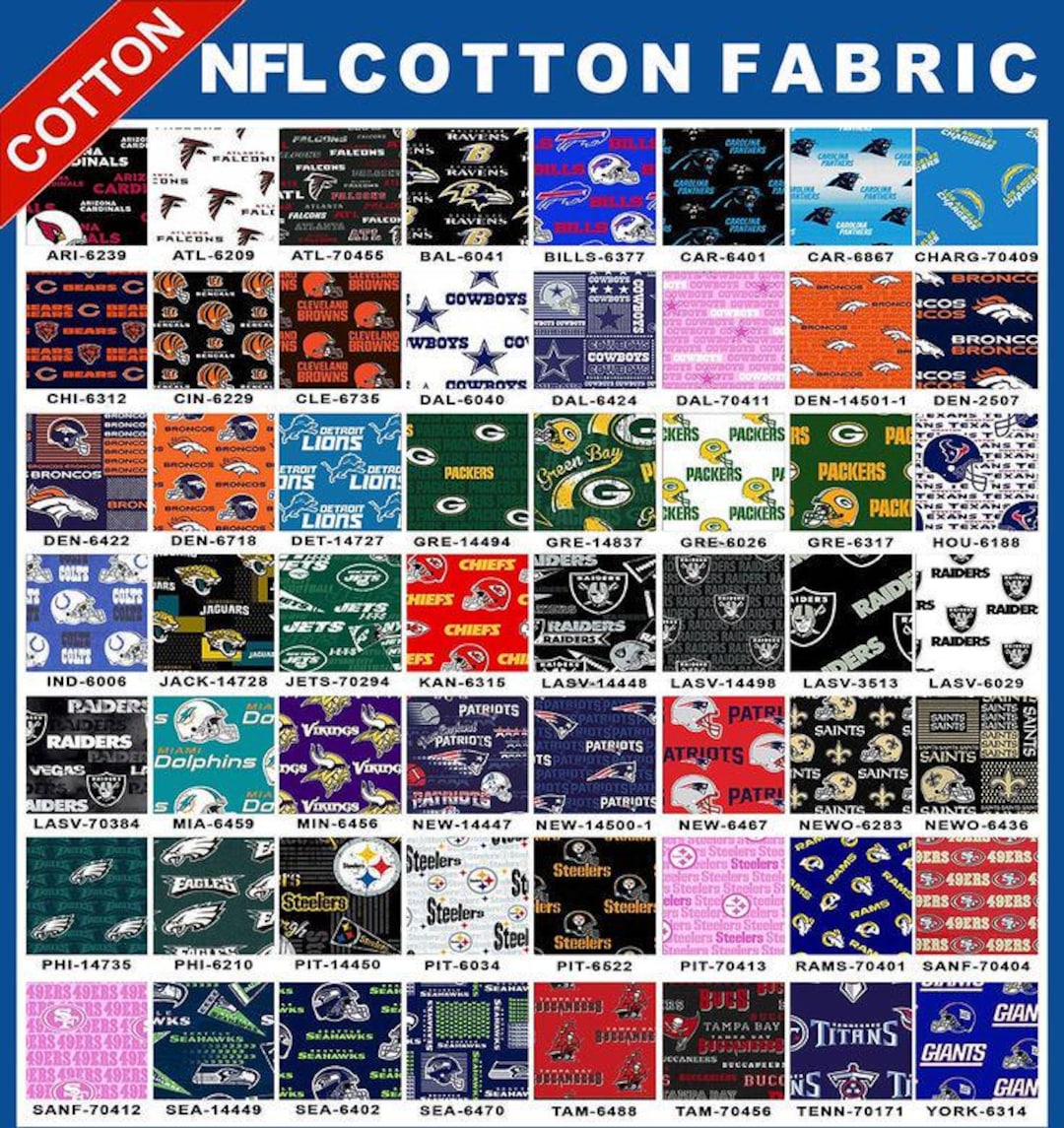 NFL Cotton Fabric Pick Your Team 100% COTTON Choose Your Cut - Etsy