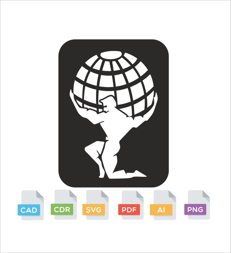 Atlas Statue Design corte láser svg dxf archivos pegatina de pared ...