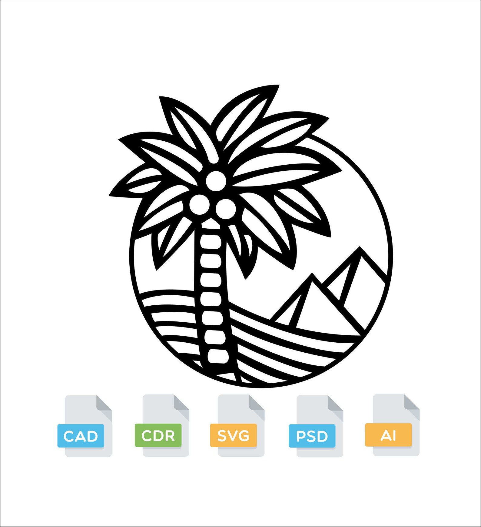 Pyramide mit Palme Dxf Svg Datei, Laser geschnitten Datei, cnc Route ...