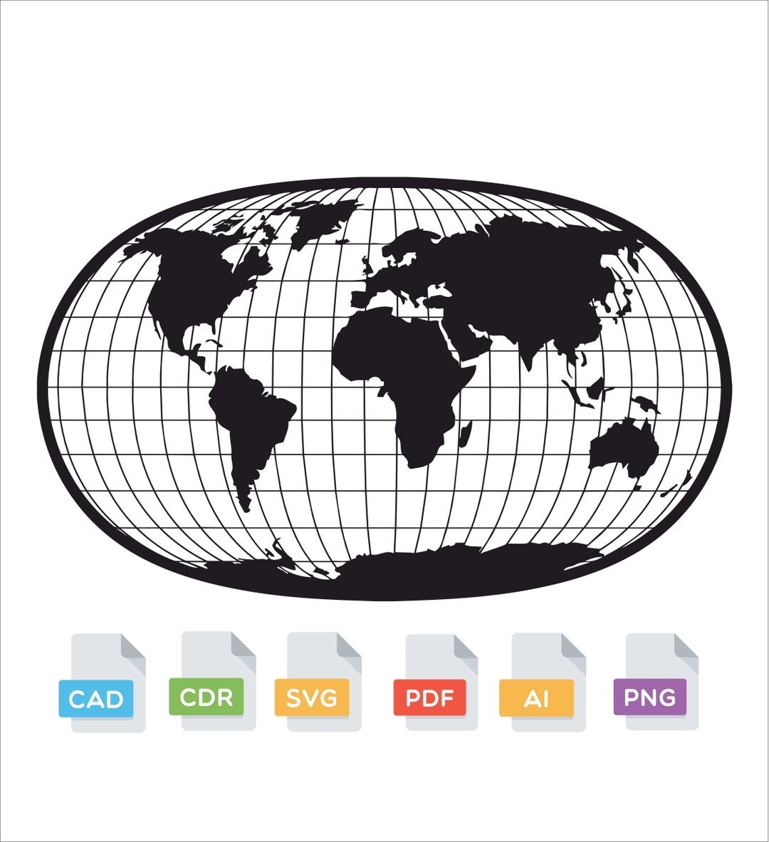 World Map Globe Svg File,dxf File,laser Cut File,cnc Route File,cricut ...