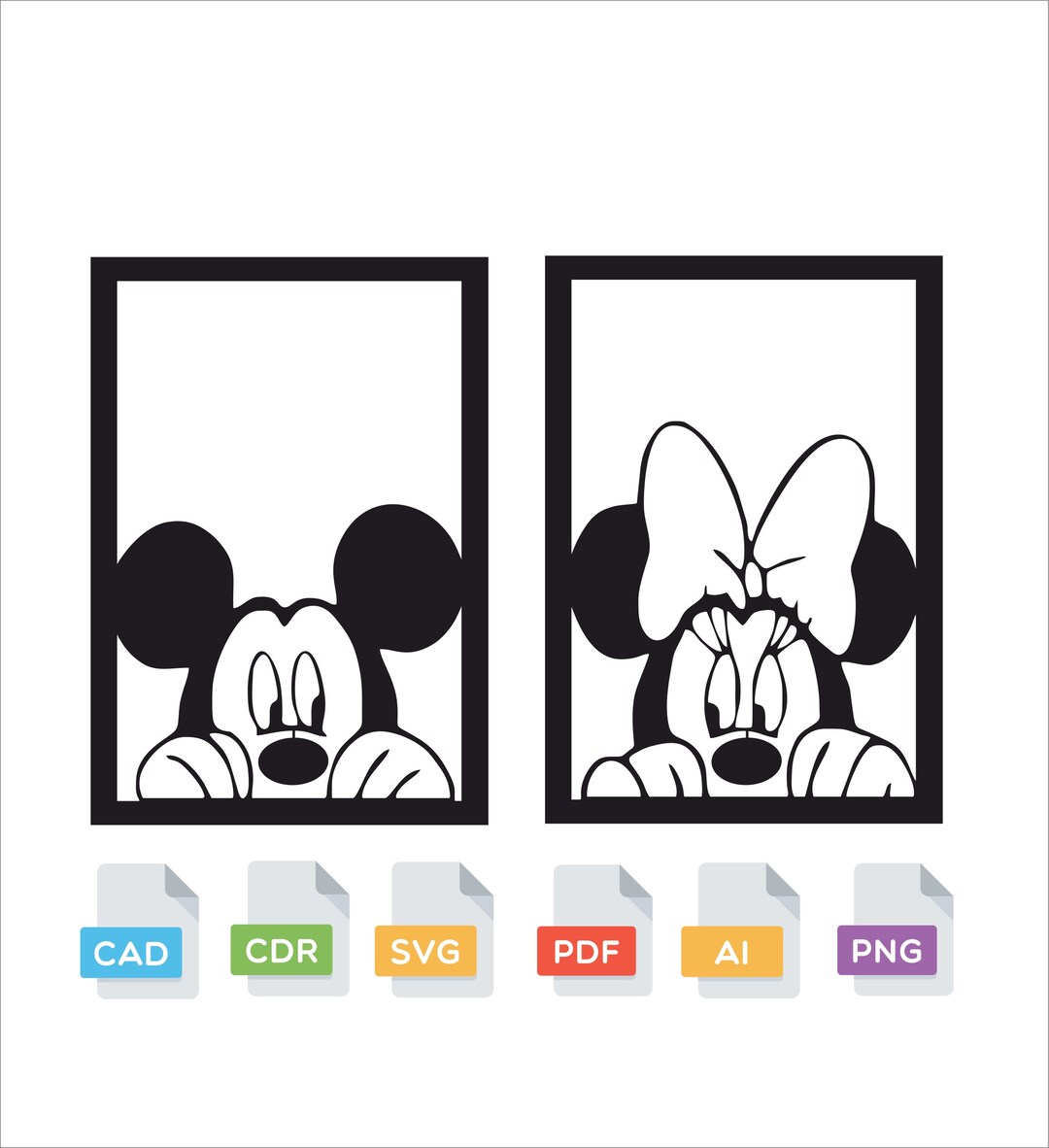 Mickey and Minnie Wall Sticker Cnc Cricut Vectorel Cutting File Ready ...