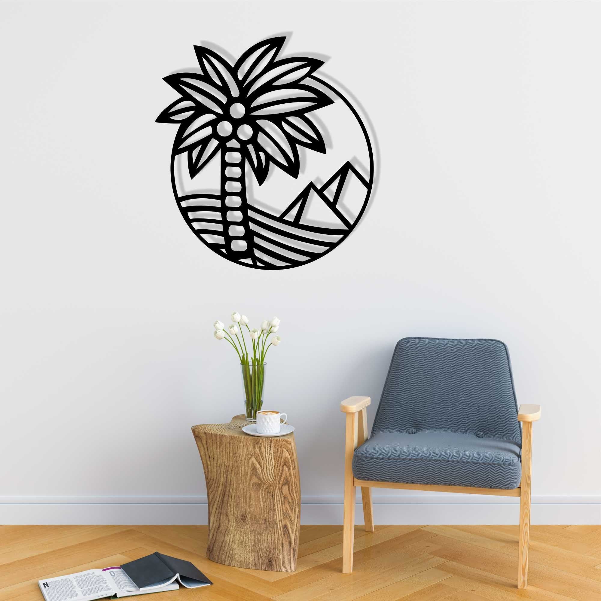 Pyramid With Palm Tree Dxf Svg File,laser Cut File,cnc Route File,wall ...