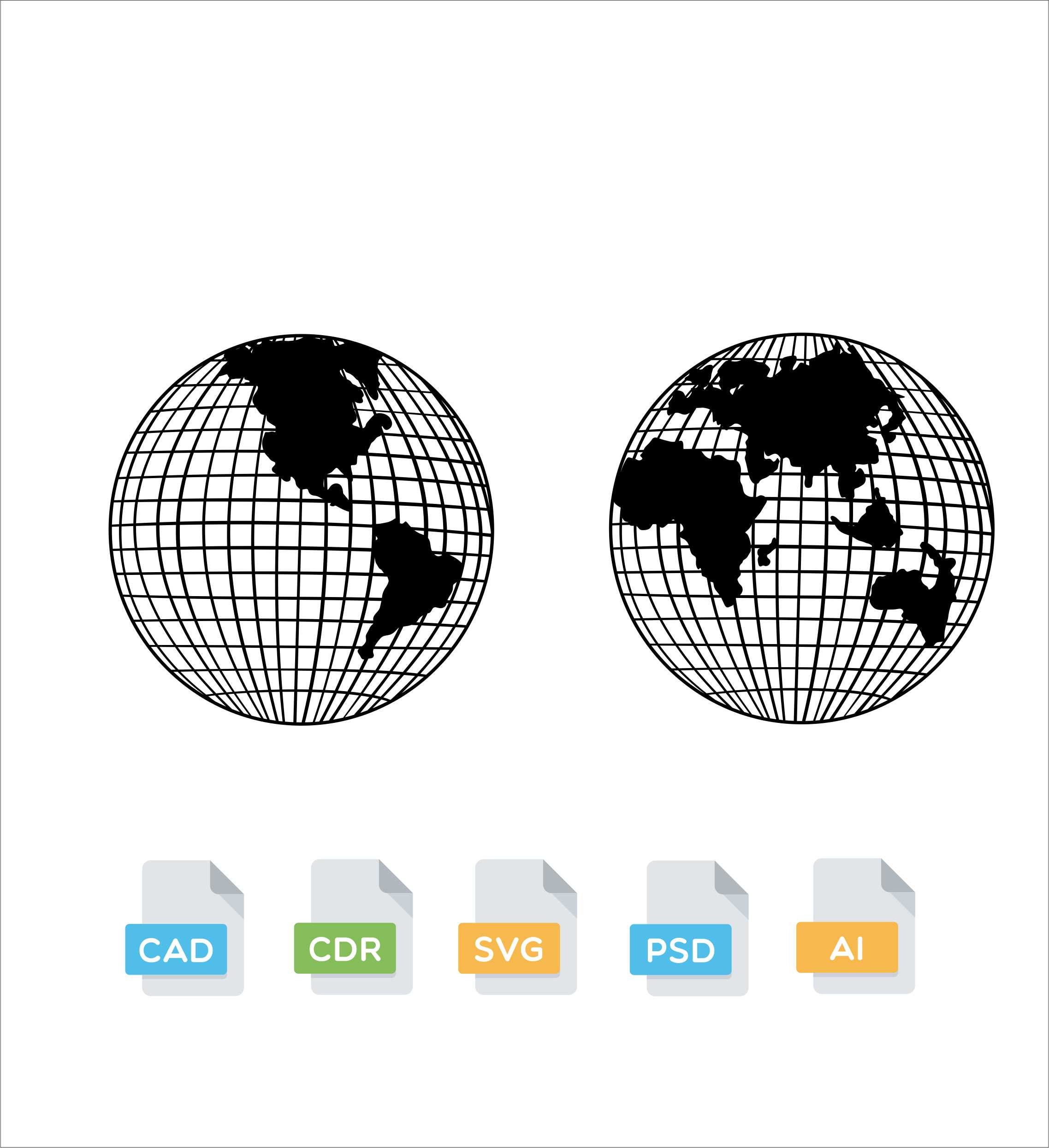 Double World Map, Wall Art, Cnc ,dxf, Vectorel, Cutting, File Ready for ...