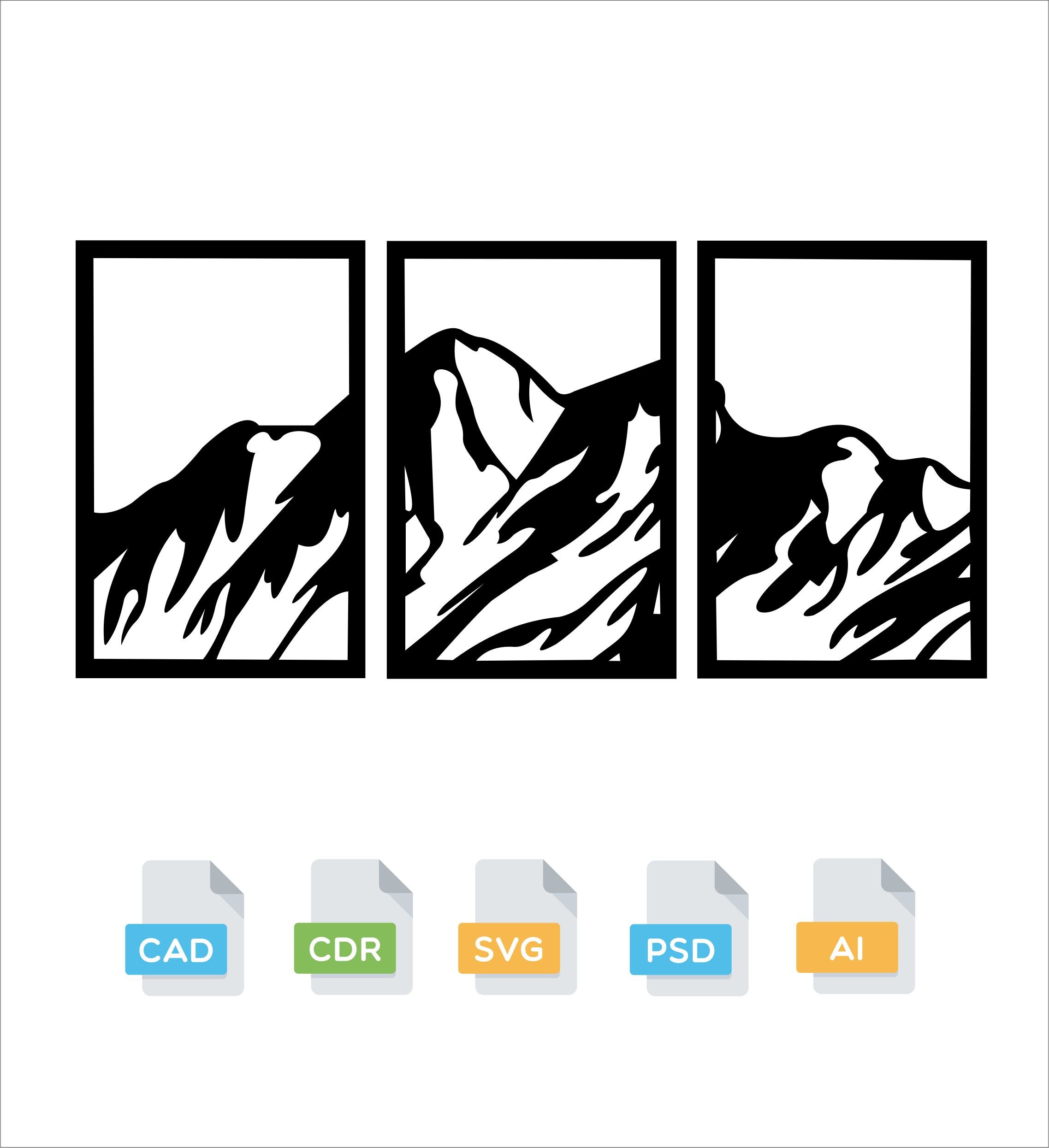 Mountain Laser Cut File,cnc Route File,wall Art Panel,dxf File,mountain ...