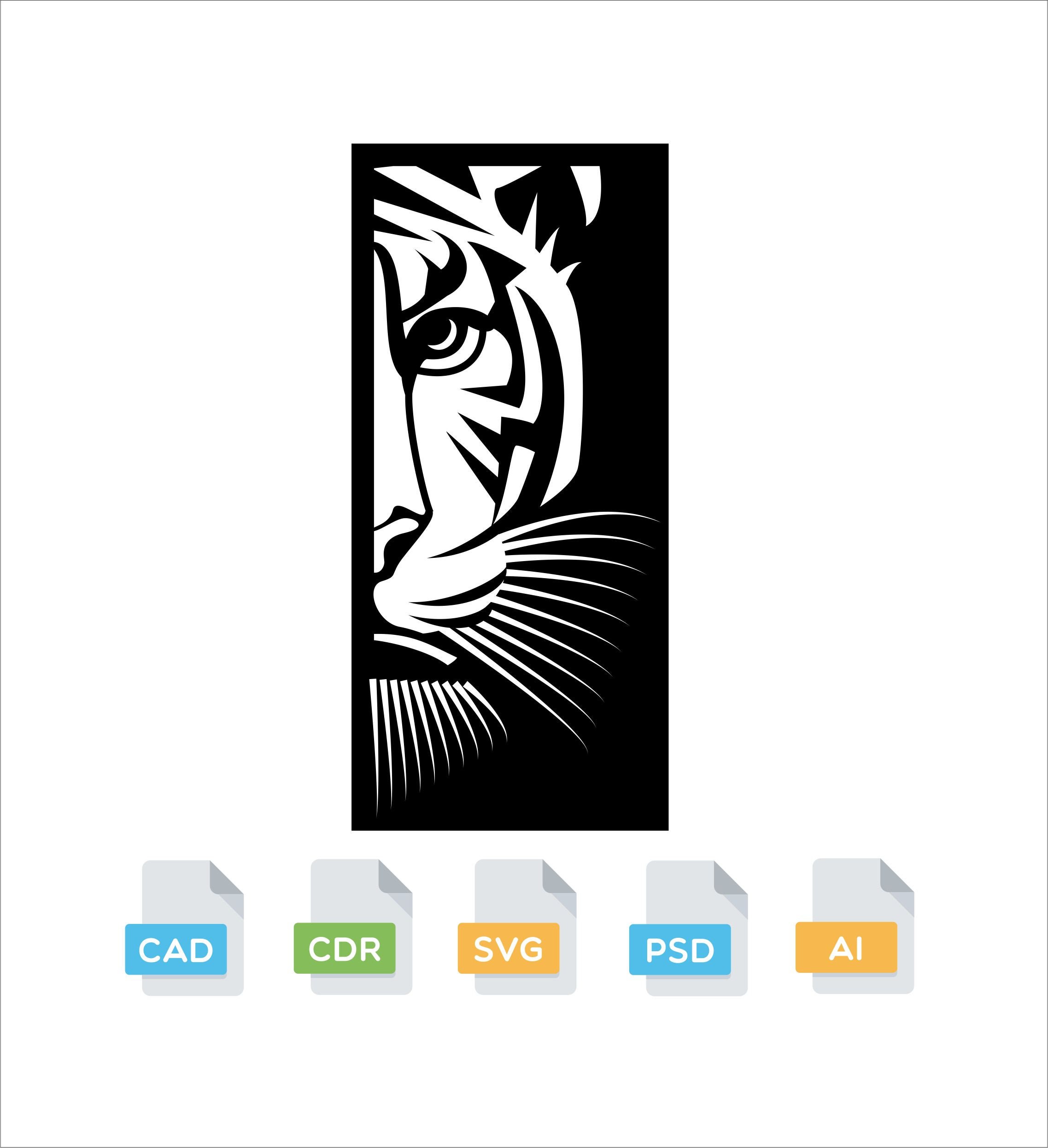 Tiger Head,laser Cut File,cnc Route File,wall Art Panel,dxf File,svg ...