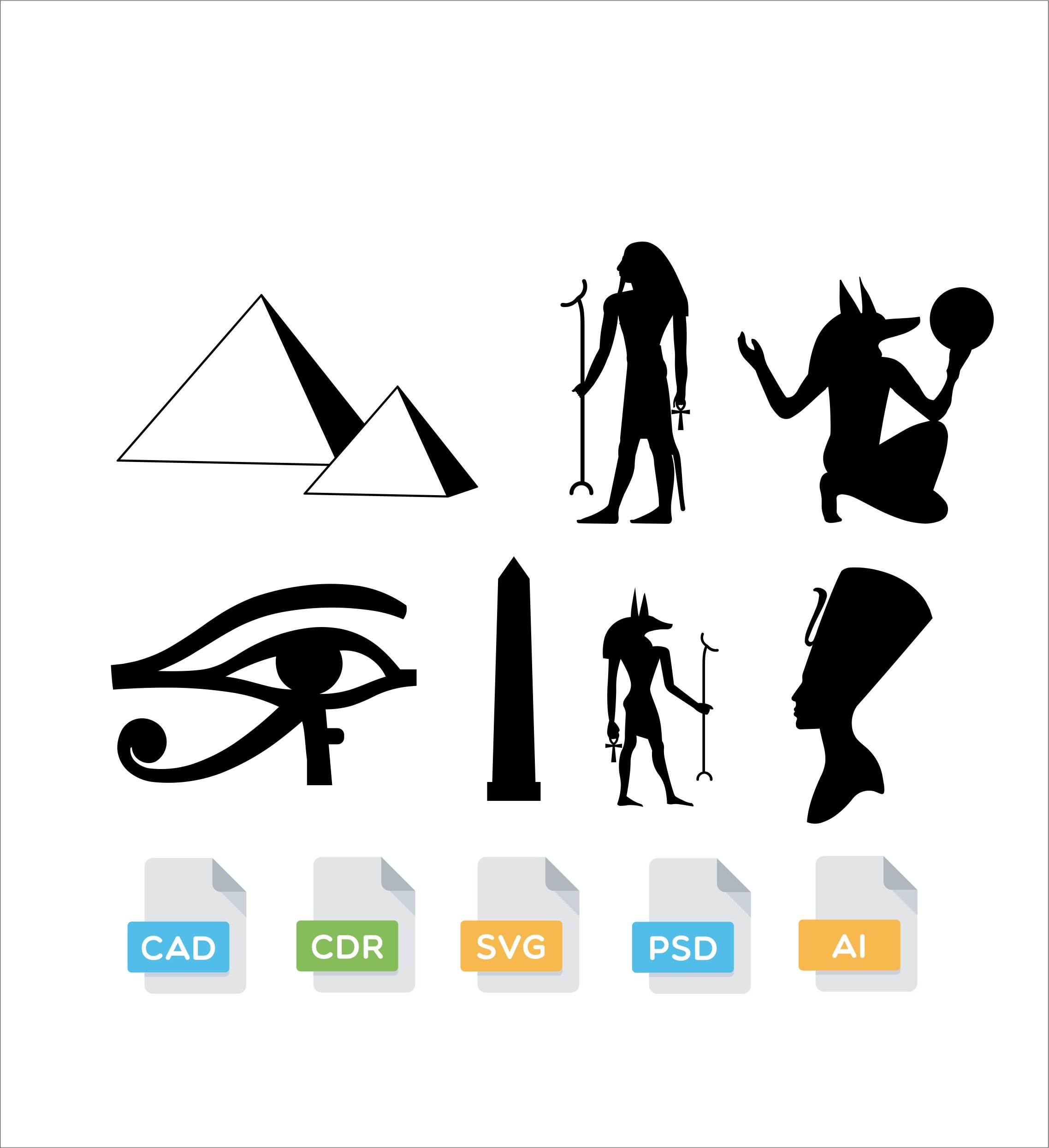 Egyptian Svg Dxf Files Bundle, Egypt Svg Dxf, Ancient Egypt Svg Dxf ...