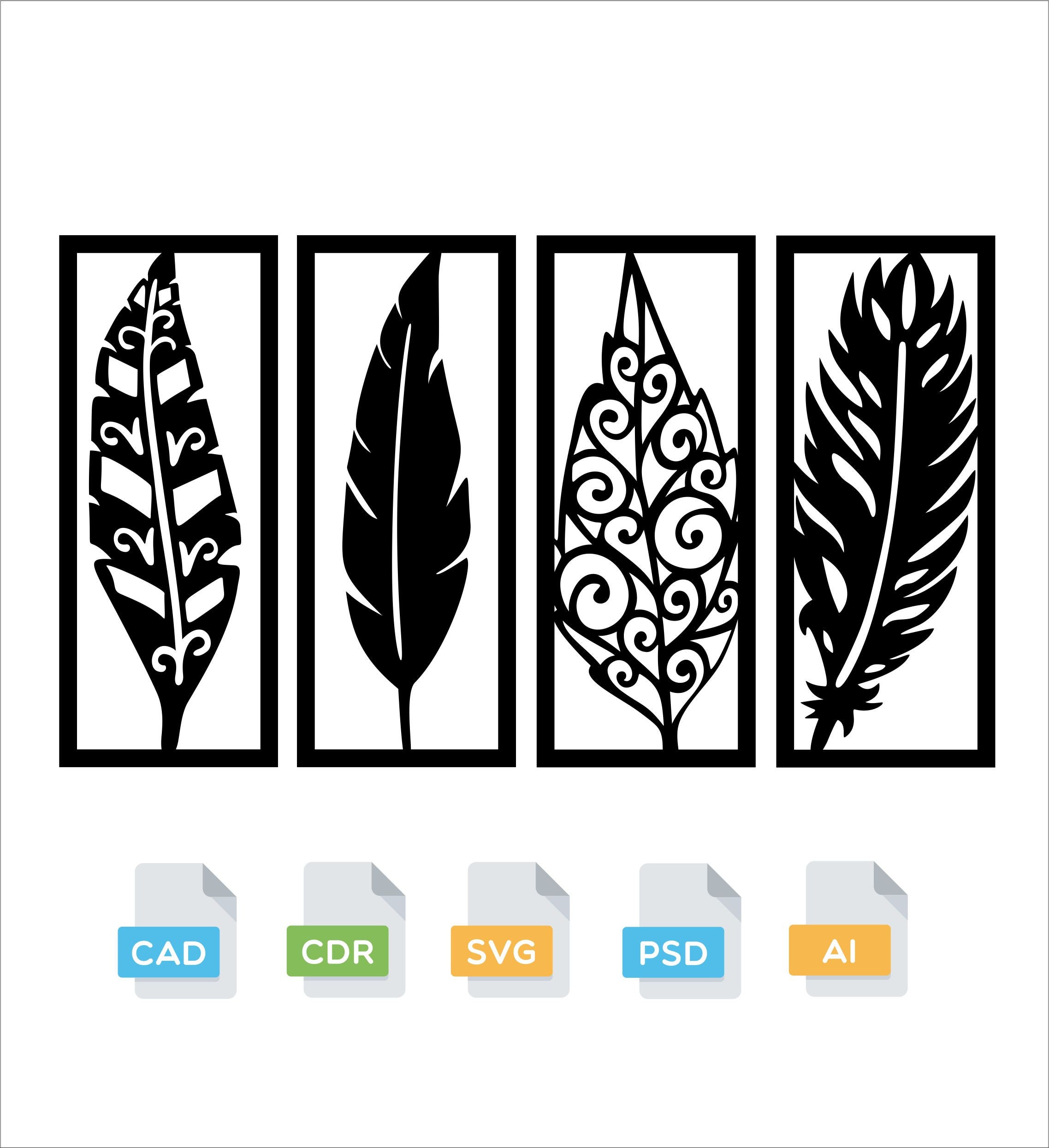 Feather Set Metal Laser Cut Filecnc Route Filedownloadable - Etsy