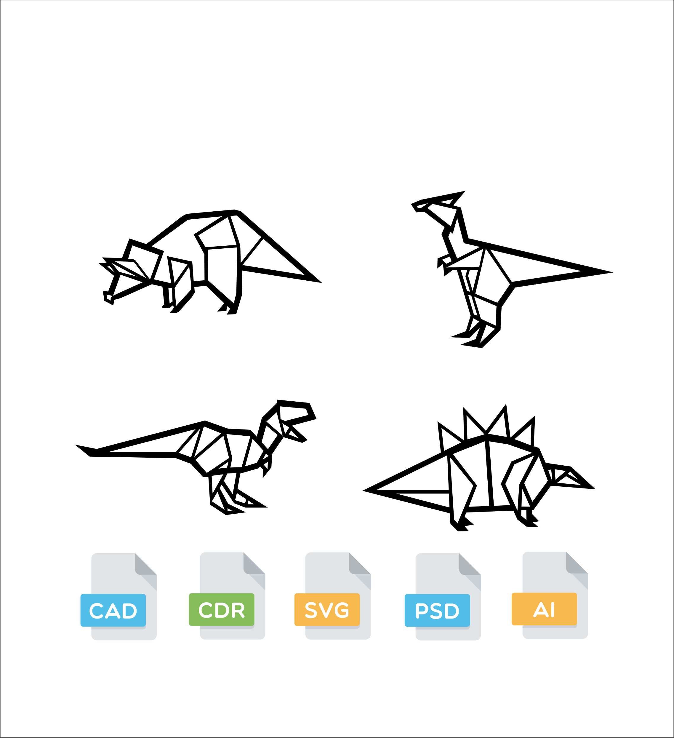 Dinosaurs Dxf Svg File, Wall Art,cnc Route,dinosaurs Vectorel,ready for ...