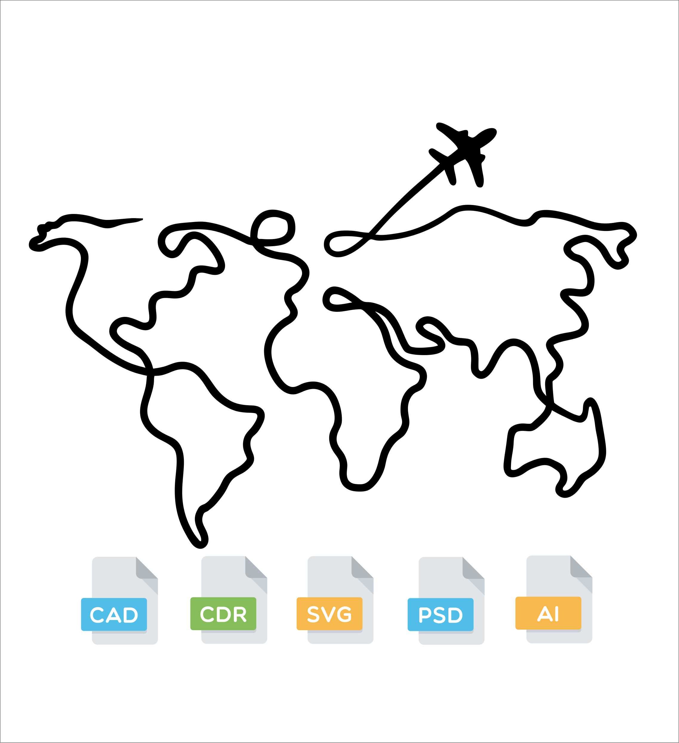 World Map Laser Cut File,cnc Route File,wall Art,world Map Dxf File ...