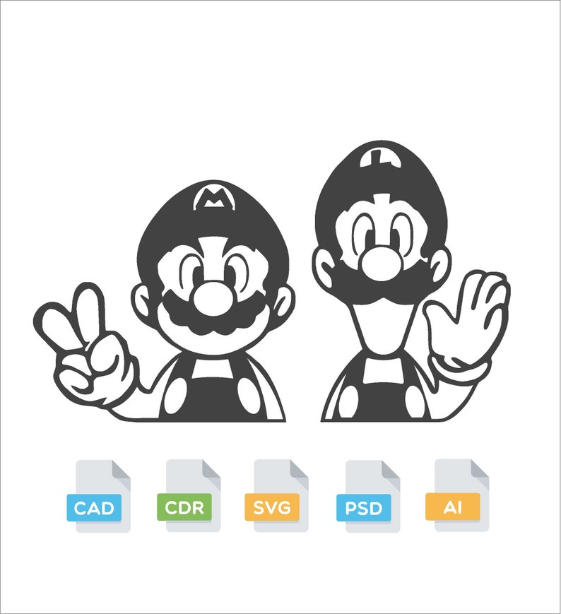 Mario and Luigi Laser Cut File,super Mario Svg Files,cnc Route File ...
