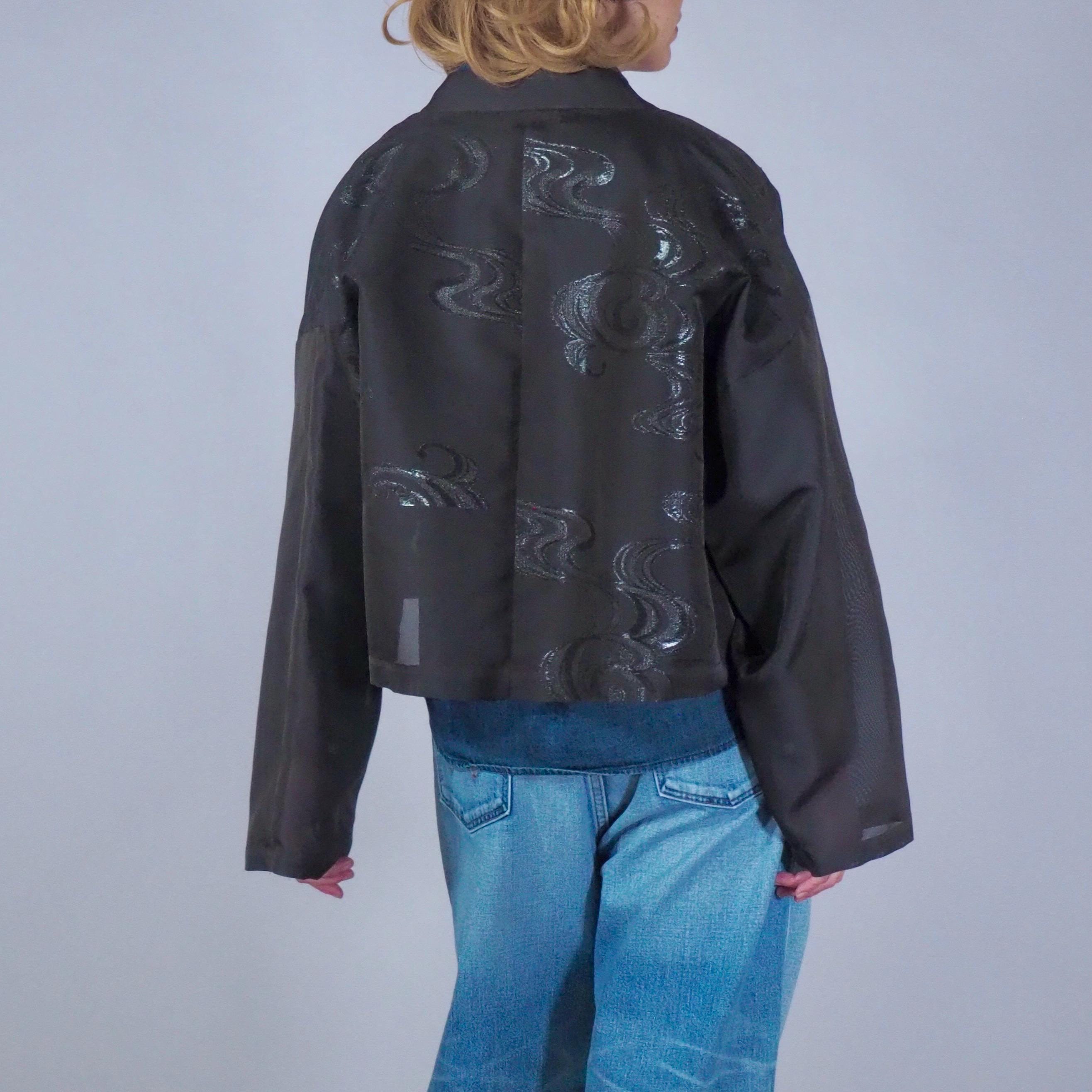 Japanese Vintage Kimono Shirt Ladys, Sheer Long Sleeve Shirt,, Kimono ...
