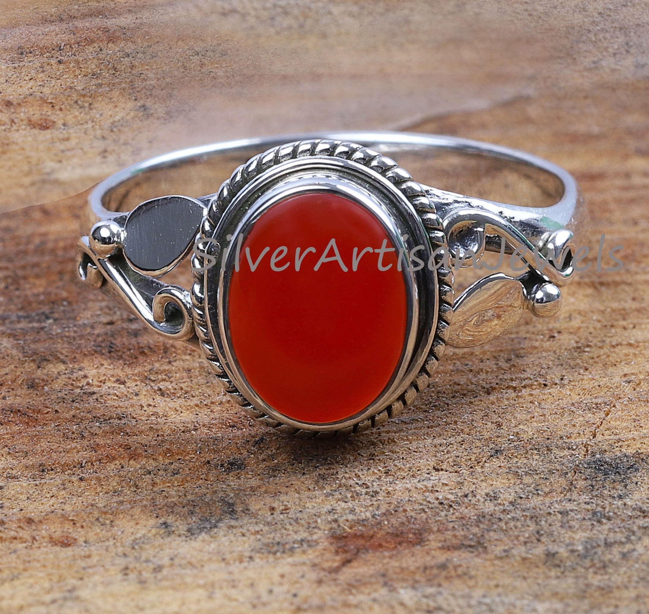 Natürlicher Karneol Ring 925 Sterling Silber Ring Karneol | Etsy