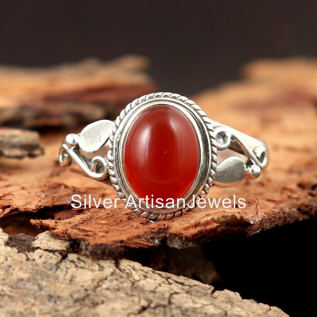 Natürlicher Karneol Ring 925 Sterling Silber Ring Karneol Schmuck ...