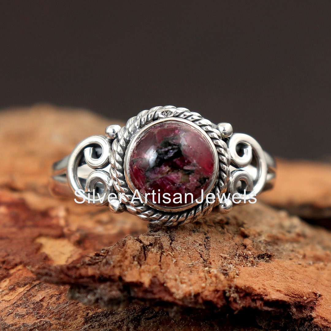 Edulite Round Ring, Gemstone Ring, Natural Edulite Stone Ring, 92.5 ...
