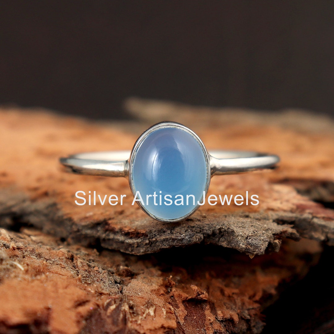 Handgemachte Sterling Silber Blau Chalcedon Ring: Boho Schmuck - Etsy.de
