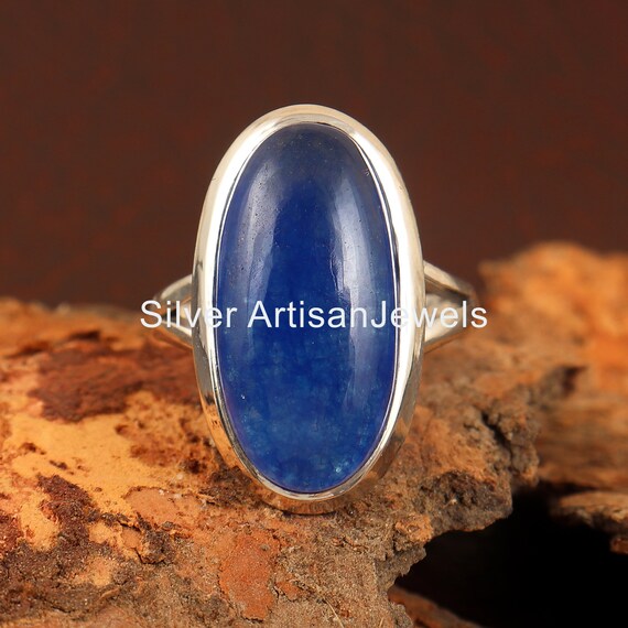 Authentic Jadeite Natural Blue Jade Ring / Pure Silver Ring / - Etsy