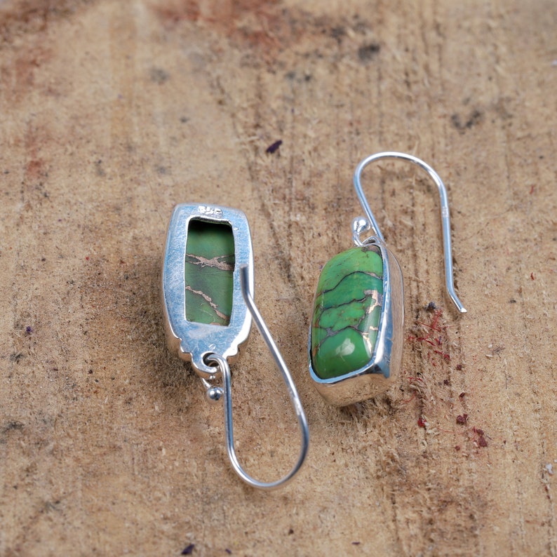 Green Turquoise Earringscopper Turquoise 925 Silver - Etsy