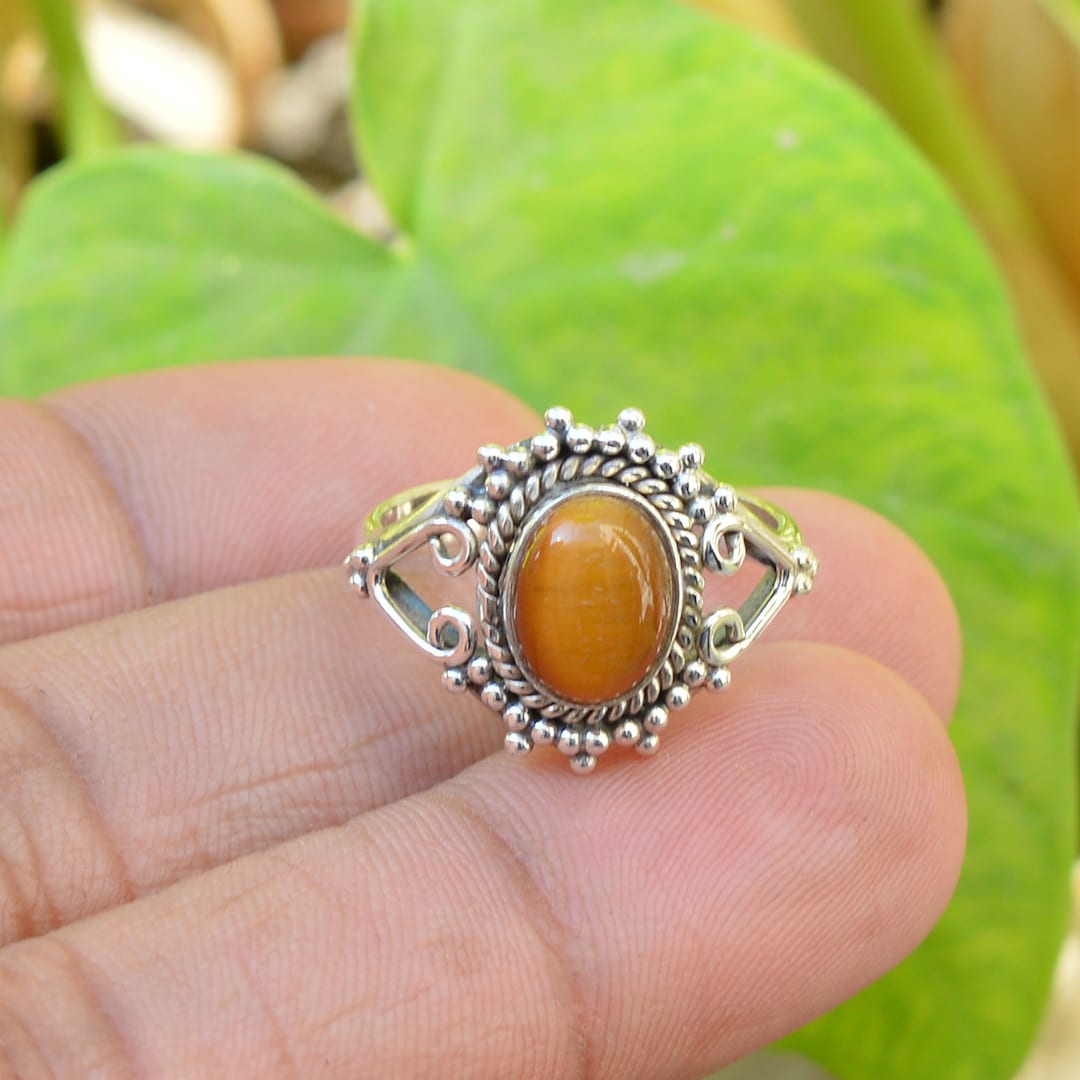 925 Sterling Silber Ring, Tigerauge Ring, Tigerauge Ring, handgemachter ...