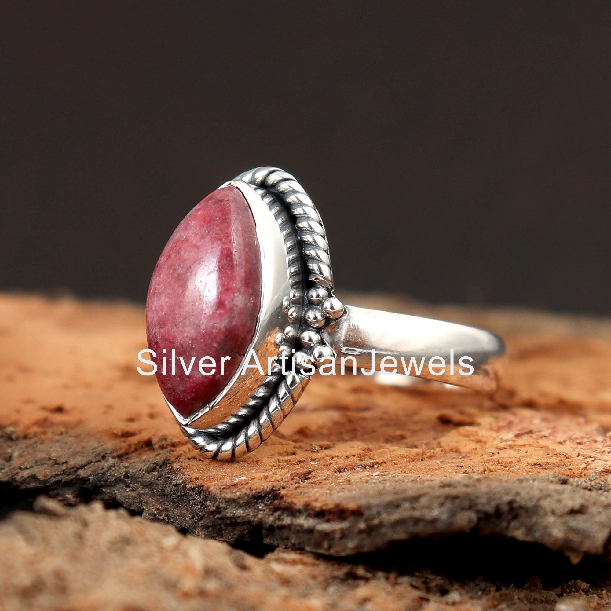Natural Thulite Ring Natural Gemstone Ring925 Sterling Ring - Etsy UK