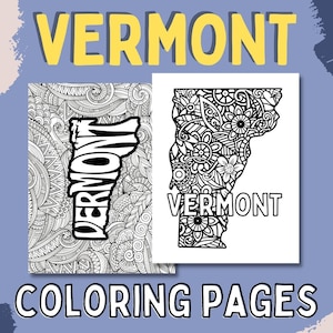VERMONT Coloring Pages (state Name & Floral Mandala Coloring Sheet) 2 ...