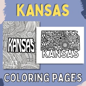 KANSAS Coloring Pages (state Name & Floral Mandala Coloring Sheet) 2 ...